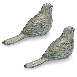 Sumnacon 2Pcs Cast Iron Bird Door Stops - Decorative Rustic Door Stoppers Avoid Drilling Holes, Vintage Iron Door Wedges on Floor Surface for Home Office Commercial Industrial, Gold Green