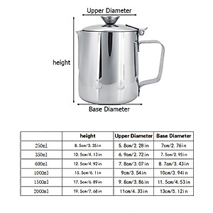 Stainless Steel Milk Frothing Pitcher, Baristas Tools Cup with Lid Espresso Coffee Milk Frothing Jug Latte Art(350ml)
