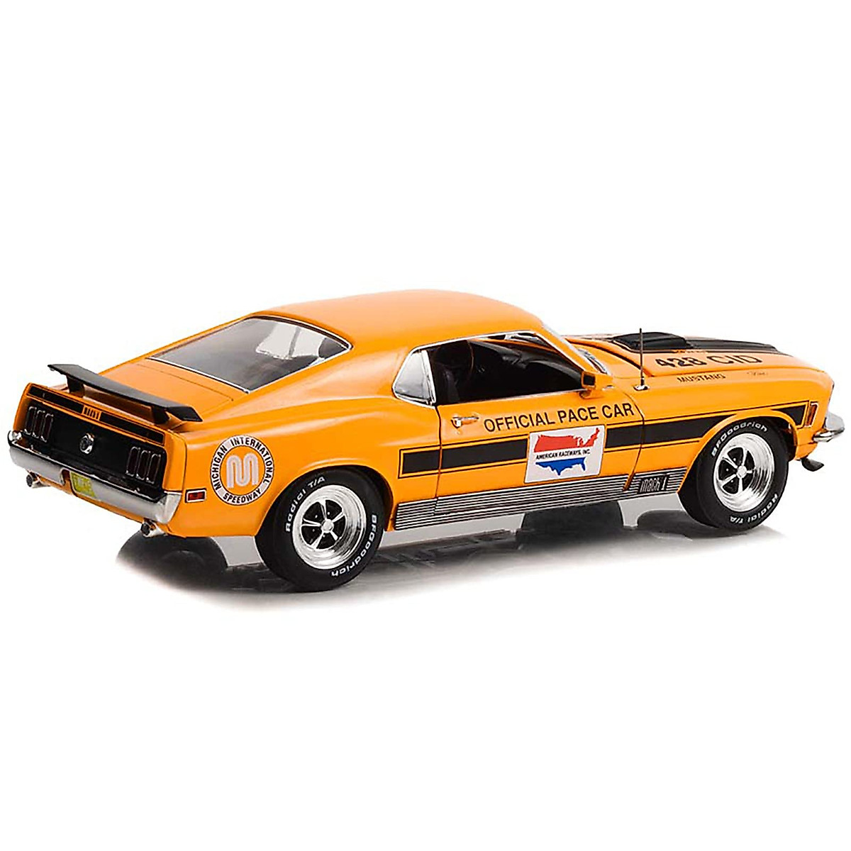 1970 Mach 1 Yellow with Black Stripes Michigan International Speedway Official Pace Car 1/18 Diecast Model Car by Highway 61 HWY-18035
