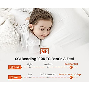 SGI King Size Pillow Case Egyptian Cotton Luxury Soft 1000 Thread Count Pillow Cover White Solid Sateen Weave for Soft & Silky Feel Long Staple Cotton Set of 2