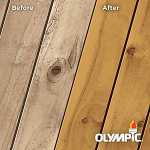 Olympic Stain Elite Wood Stain Woodland Oil Transparent Stain and Sealant in One Low VOC, Mountain Cedar, 1 Gallon (434267)