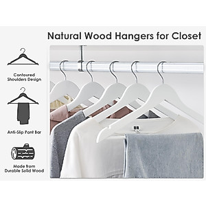 StorageWorks White Wood Hanger, Natural Wood Hangers 20 pack, White Wooden Hangers for Closet, Wooden Coat Hangers for Coats, Shirts, Bridesmaid Suits, Wedding Dress