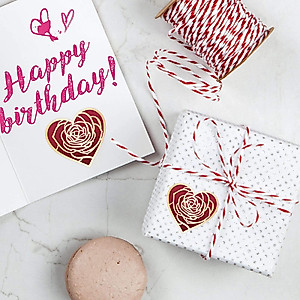 Rose Heart Stickers Roll, 1.5 inch Heart Self-Adhesive Labels for Personal and Business Use, Wedding Stickers for Favors, Love Stickers for Gift Wrap