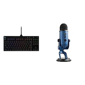 Logitech G PRO Mechanical Gaming Keyboard with Blue Yeti USB Microphone, Midnight Blue (Renewed)