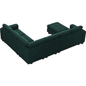 Belffin Velvet Modular Sectional Sofa with Storage Ottoman 6 Seater L Shaped Sectional Modular Sofa Couch with Reversible Chaise Convertible Corner Sectional Couch Green,