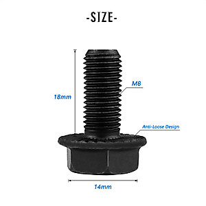 VANICE M8 x 18mm Bicycle Bottom Bracket Flanged Axle Bolt, 8mm Crank Bolts Parts for Mountain Bike Road Bike MTB