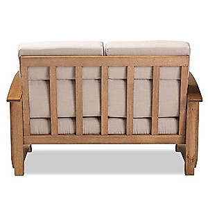 Baxton Studio Loveseats, Taupe/Walnut Brown