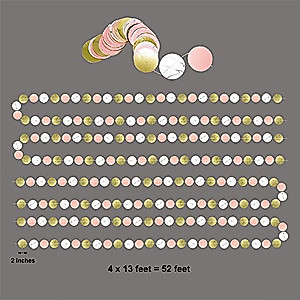 Gold Pink White Party Decoration Marble Stripe Circle Garland Hanging Decoration Party Banner Streamer Backdrop for Wedding Engagement Bday Birthday Sweet 16 Baby Bridal Shower Party Supplies