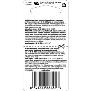 Duracell FBA_44087 1 2430 3V Photo Electronic Battery, Clear