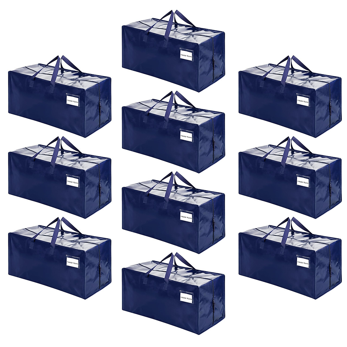 VENO Heavy Duty Extra Large Moving Bags W/ Backpack Straps Strong Handles & Zippers, Storage Totes For Space Saving, Fold Flat, Alternative to Moving Box, Made of Recycled Material (Blue - Set of 10)