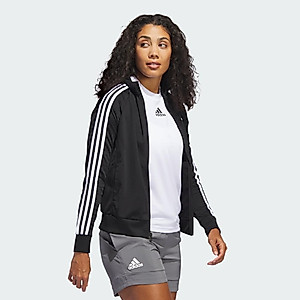 Adidas Women's Plus Size Essentials Warm-Up Slim 3-Stripes Track Top, Black, 3X