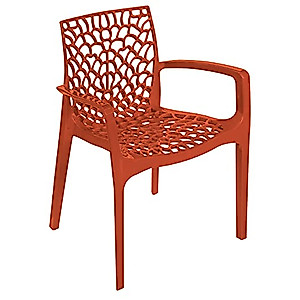 Green Boheme Gruvyer Indoor Outdoor Armchairs 4 Chairs, Orange, Patio, Dining, Pool, Garden, Stacking, Never Rusts, Italian