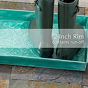 HF by LT Enchanted Scroll Pattern Metal Boot, 30 x 13 inches, Antique Zinc Finish