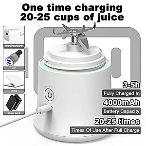 Portable Blender Personal Blender for Shakes and Smoothies with 20 Oz Travel Cup and Lid for Traveling, Outdoor, Gym, Office. (White)