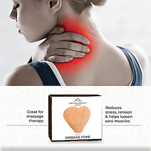 Pure Himalayan Salt Works Heart Massage Stone, Pink Crystal Hand-Carved Stone for Massage Therapy, Deodorant and Salt and Sugar Scrubs, 2.75” W x 3” H x 1.5” D (Pack of 6)