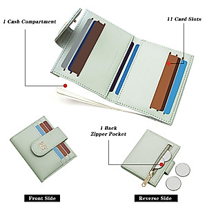 GEEAD Small Wallets for Women Slim Bifold Credit Card Holder Minimalist Zipper Coin Pocket