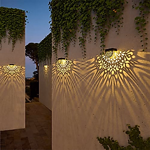 EKQ Solar Fence Lights 6 Pack Solar Deck Lights Outdoor Waterproof LED Solar Powered Step Lights Wall Lights Outdoor Decorations Warm Yellow Light Decorative Lighting for Garden, Front Door, Backyard