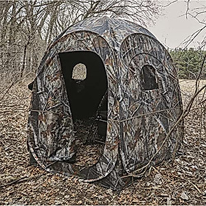 Guide Gear Deluxe Pop-Up Hunting Ground Blind, 1-2 Person Tent, Hunting Gear, Equipment, and Accessories, 4-Panel Spring Steel
