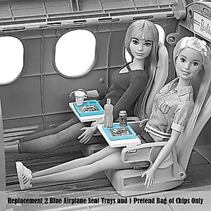 Mattel Replacement Parts for Barbie DreamPlane Playset - GDG76 ~ Includes 2 Blue Airplane Seat Trays and 1 Pretend Bag of Chips