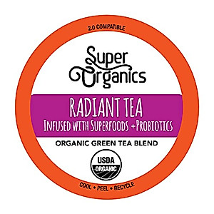 Super Organics Beauty Boost Green Tea Pods With Superfoods & Probiotics | Keurig K-Cup Compatible | Beauty Tea, Skin Care Tea | USDA Certified Organic, Vegan, Non-GMO Natural & Delicious Tea, 12ct