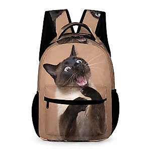 Kids Backpack for School, Funny Siamese Cat Pattern Students Bookbags School Bags Girls Boys