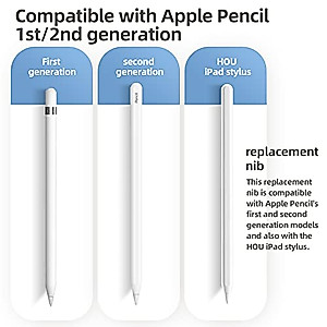 HOU [6 Pack] Apple Pencil Tips,Replacement Tips for Apple Pencil 2nd Generation,Apple Pencil 1st Generation Spare Nib for ipad Pen/Stylus Pen,Apple Pencil 2/1,Plastic &Metal Apple Tips