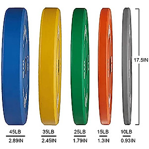AMGYM Color Olympic Bumper Plate, Weights Plates, Bumper Weight Plate, Steel Insert, Strength Training(160lb set)