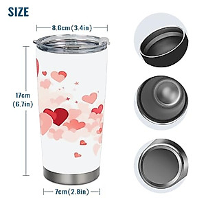 QWEUIOP 20oz Insulated Travel Coffee Mug Heart Pattern Stainless Steel Tumbler with Lid Double Wall Vacuum Coffee Cup For Hot and Cold Drinks14489