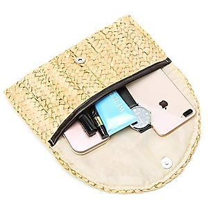 Obosoyo Women's Straw Clutch bags Handbag Straw Purse Envelope Bag Wallet Summer Beach Bag Woven Bag Purse Wallet