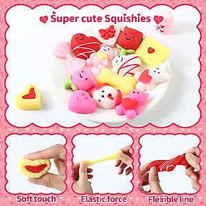 30Pack Valentines Cards for Kids with Mochi Squishy Toys, Squishy Squeeze Toy Bulk Valentines Day Gifts for Kids Classroom Exchange Small Toys for Kids Prizes Party Favors Goodie Bags Stuffers