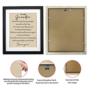 Grandpa Gifts from Granddaughter Grandson, 11" X 13" Burlap Print, Great Grandpa Fathers Day Birthday Gifts, Christmas Thanksgiving Gifts for Papa, Best Grandpa Ever Gift Ideas, I Love You Grandpa