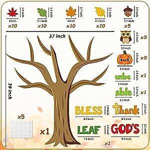 CY2SIDE 80PCS Fall Thankful for God’s Unbeleafable Blessings Cutouts for Bulletin Board Border Sets Maple Leaves Pumpkin Thankful Trees Cutout Trim Borders Religious Sunday School Bulletin Board Decor