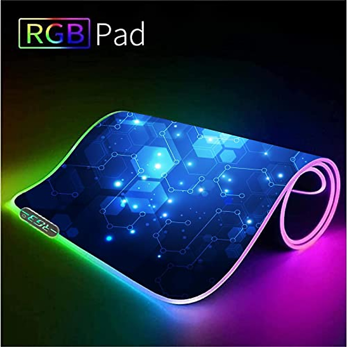 Gaming Mouse Pads Hexagon Shaped Large RGB Mouse Pad Gamer Computer Desk Mat Gaming Accessories Extended Led Keyboard Pad with Lock Edge 60X120Cm/Xxxl