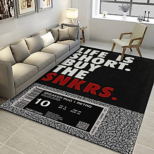 SAMIL CREATIONS Customized Sneaker Rug Custom Shoes Label Rugs Sneaker Room Carpet Sneaker Mat Sneaker Life is short buy The Sneakers 3x5 4x6 5x7 5x8 5,2x9 6x8 Full Size CT91