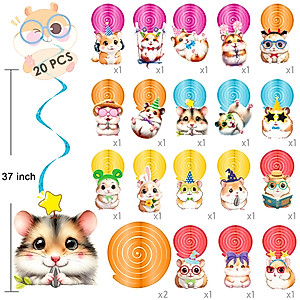Hamster Hanging Swirls Hamster Party Decorations 20Pcs Guinea Pig Hanging Streamers Hamster Birthday Party Supplies Guinea Pig Ceiling Swirls for Hamster Baby Shower Supplies