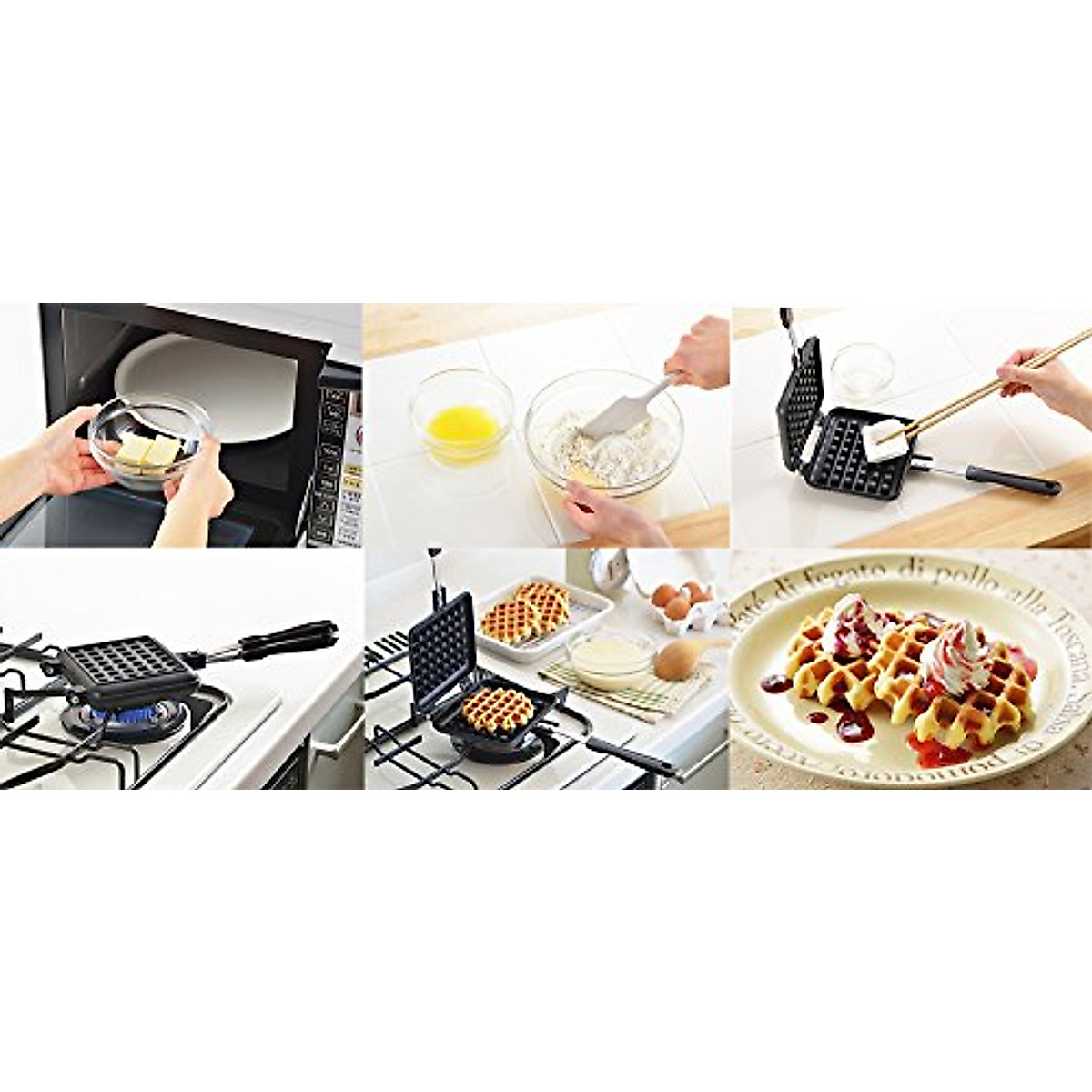 Yoshikawa SJ2275 Waffle Maker, Single, Fluorine Treatment, For Gas Stoves, Black, 13.6 x 5.6 x 1.3 inches (34.5 x 14.3 x 3.2 cm)