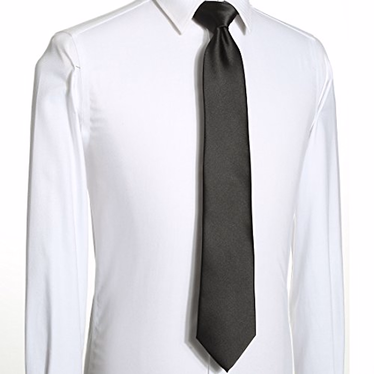 KissTies Mens Silk Black Tie Solid Satin Wedding Necktie + Gift Box