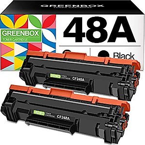 GREENBOX Compatible Toner Cartridge Replacement for HP CF248A 48A for HP Laserjet Pro M15w M15a M16a M16w HP Laserjet MFP M28w M28a M29a MFP M29w 248A Printer Toner (Black 2 Pack)