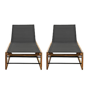 Christopher Knight Home 316327 Emile Chaise Lounge, Black + Teak