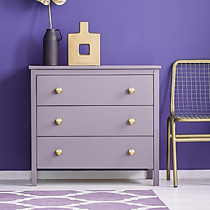 QOGRISUN 10-Pack Solid Brass Cabinet Knobs, Round Ball Gold Knobs for Dresser Drawer, 1.1-Inch Diameter, Sphere Cabinet Pulls, Brushed Brass Finish