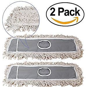 JINCLEAN 2 Pack of 24 Cotton Refills for Industrial Class Floor Dust mop Series Can be fit with Others