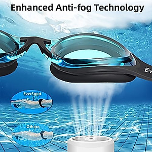 EverSport Goggles Swimming Adult 2 Pack, Anti Fog Swim Goggles for Women Men Youth Pool Water Goggles No Leak UV Protection