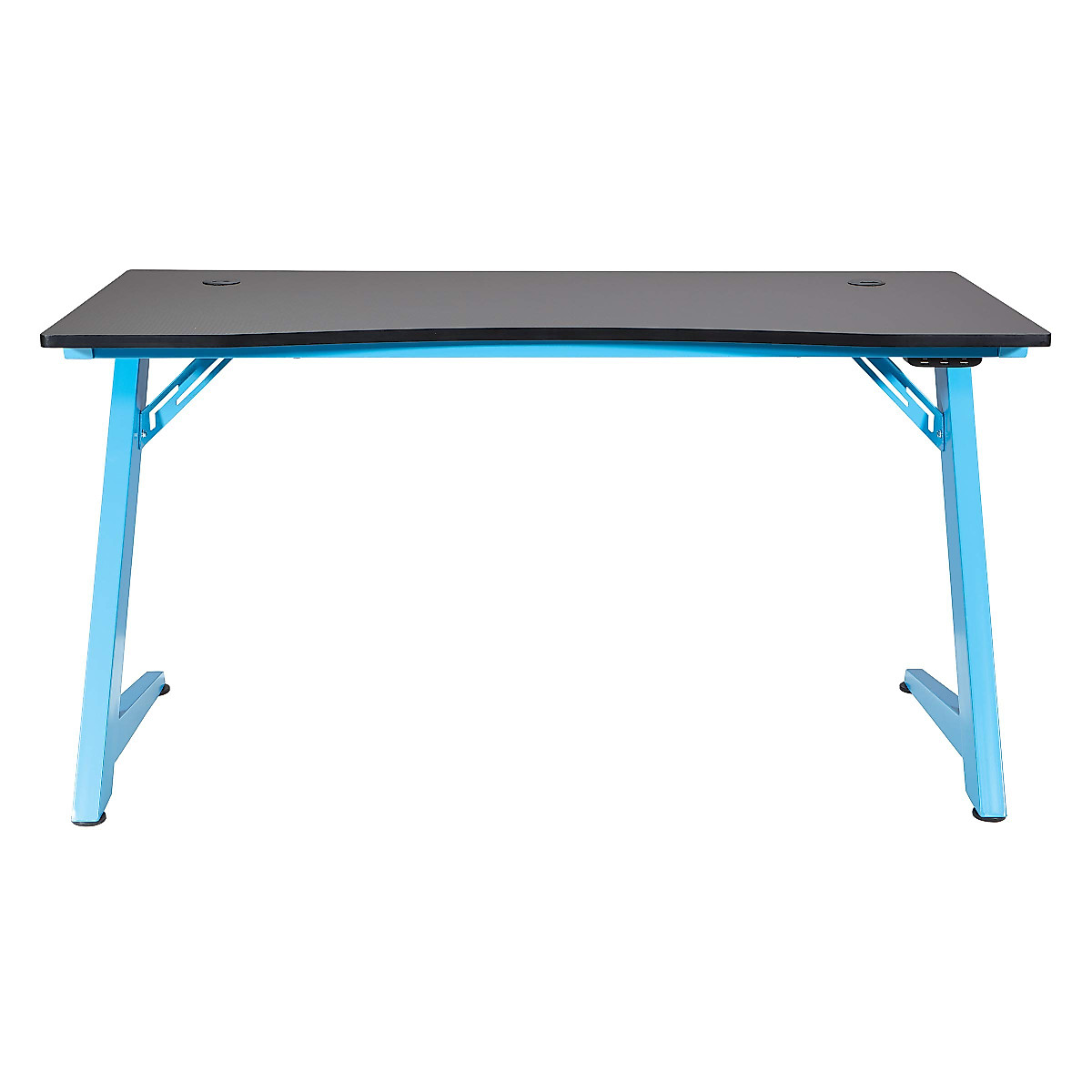 OSP Home Furnishings Beta Battlestation Gaming Desk with Bluetooth RGB LED Lights, Matte Blue