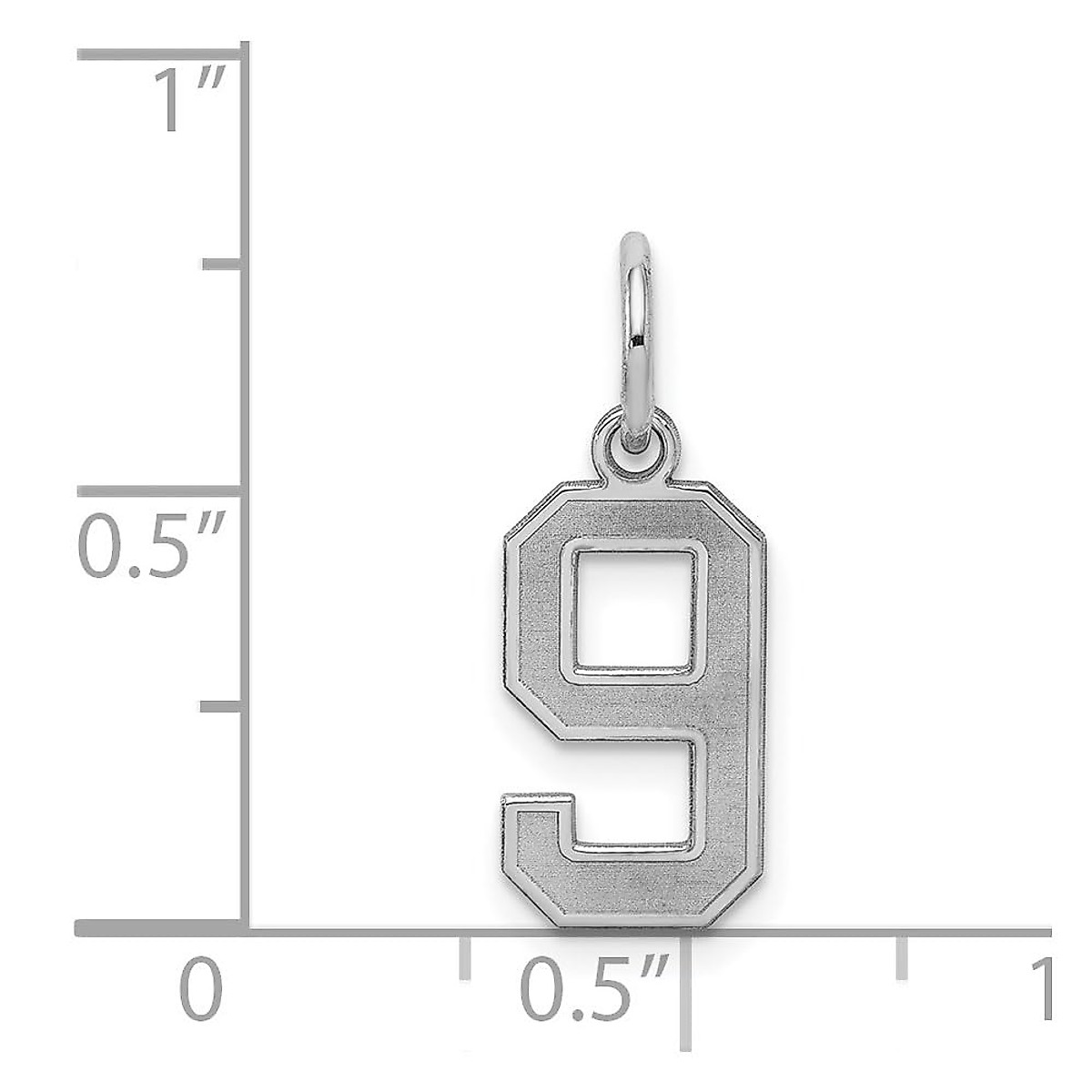 Auriga Fine Jewelry 925 Sterling Silver Small Satin Number 9 Pendant (L- 19 mm, W- 7 mm) Gift for Women