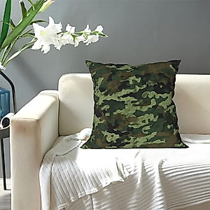 AdaNti Green Military Camo Print Throw Pillow Cover Square Soft Cushion Cover Throw Pillow Case for Home Decor Living Room Bed Couch Car 18"x18"
