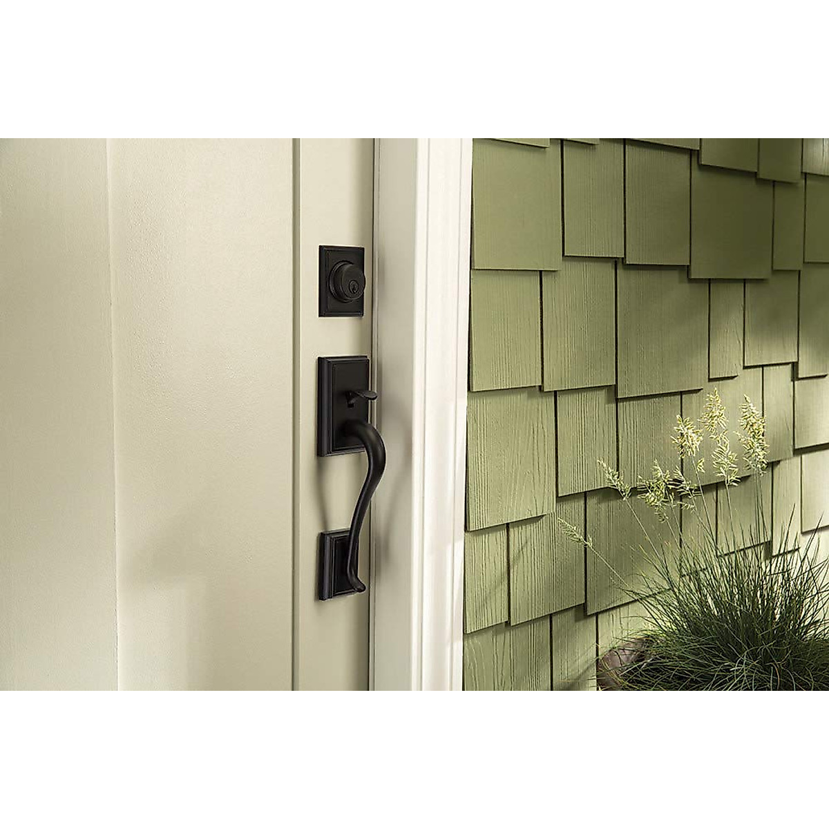 Schlage F58 ADD 622 Addison Exterior Handleset with Deadbolt, Matte Black (Exterior Half Only)