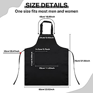 JaGely 24 Pack Adjustable Bib Apron with 2 Pockets Cooking Kitchen Aprons Black Chef Apron Water Oil Stain Resistant BBQ Work Apron for Women Men Drawing Crafting Outdoors Smock