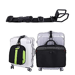 Luggage Hook Strap,J Hook for add a Bag Luggage,Multi Adjustment Bag Strap Hook with Hands Free(Black-Middle Size)