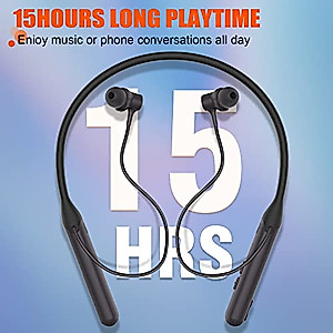 Pianogic Neckband Bluetooth Headphones, Wireless Bluetooth Earbuds with 15 Hours Playtime, Foldable & Lightweight Build, IPX6 Waterproof Magnetic Earphones with Crystal Clear Calls for Sports Office