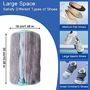 2Pcs Shoe Washing Bag for Washing Machine, Fluffy Fibers Keep 360° Wrap-around Cleaning, Reusable Wash Bag, Laundry Bag Shoes with Zipper, Mesh Shoes Laundry Bag for Sneakers (Grey)
